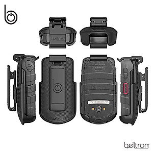 BELTRON DuraXV LTE Belt Clip Holster, Heavy Duty Rotating Belt Clip Holder Case for Kyocera DuraXV LTE E4610 (Verizon), DuraXE E4710 (AT&T), Secure Fit with Quick Release Latch & Kickstand Black
