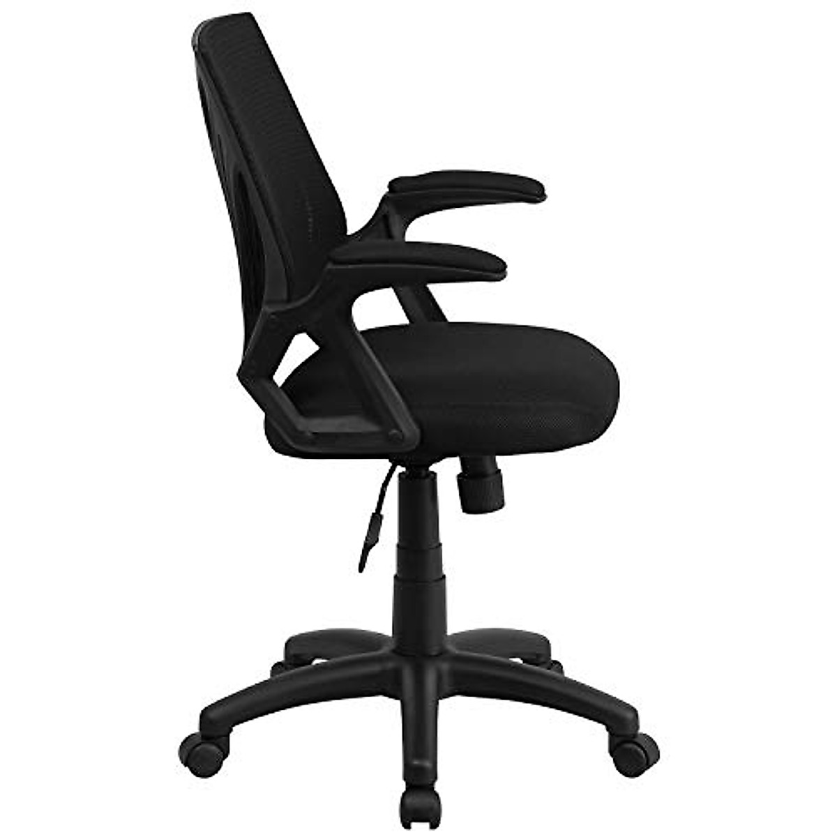 Flash Furniture Mid-Back Designer Black Mesh Swivel Task Office Chair with Open Arms