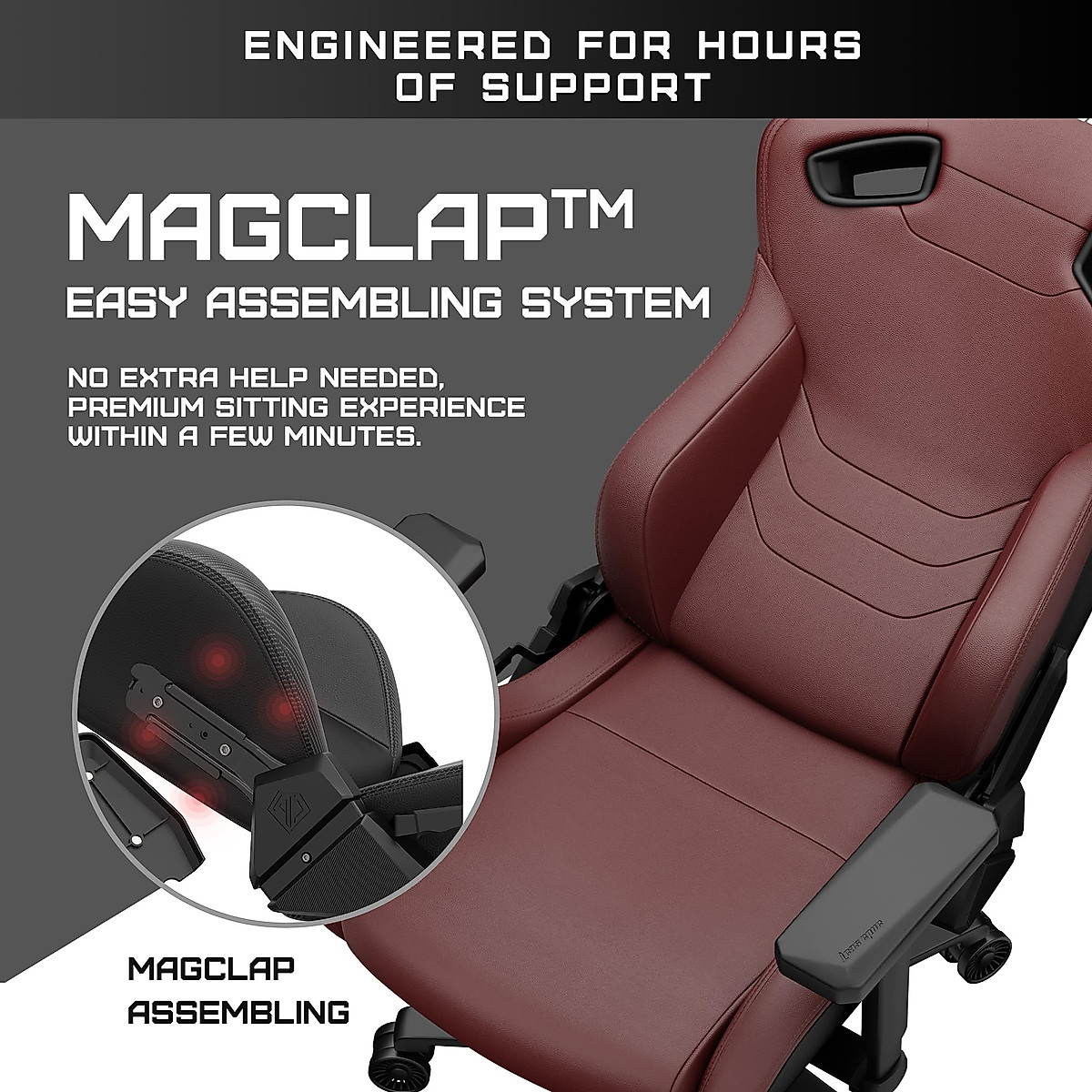 Anda Seat Kaiser Frontier Maroon PVC Leather Gaming Chair - XL Premium Ergonomic Gamer Chair for Adults, Video Game Chairs with Memory Foam Neck Pillow & Lumbar Back Support - Office Computer Seat