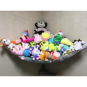 Stuffed Animal Hammock, 2 Pack, Extra Large Toy Storage Organizer for Plush Toys, Expands To 65 inches, Corner Hanging Net Mesh Holder for Home Kids Nursery Bed Room