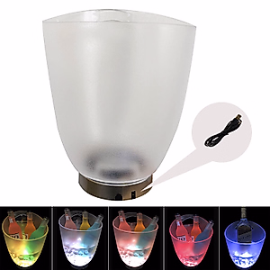 PeSandy LED Ice Bucket, 4L Large Capacity Wine Ice Bucket Drink Containers with Multi Colors Changing for Party/Home/Bar, Waterproof Champagne Retro Wine Drink Beer Beverage Ice Bucket Battery Powered