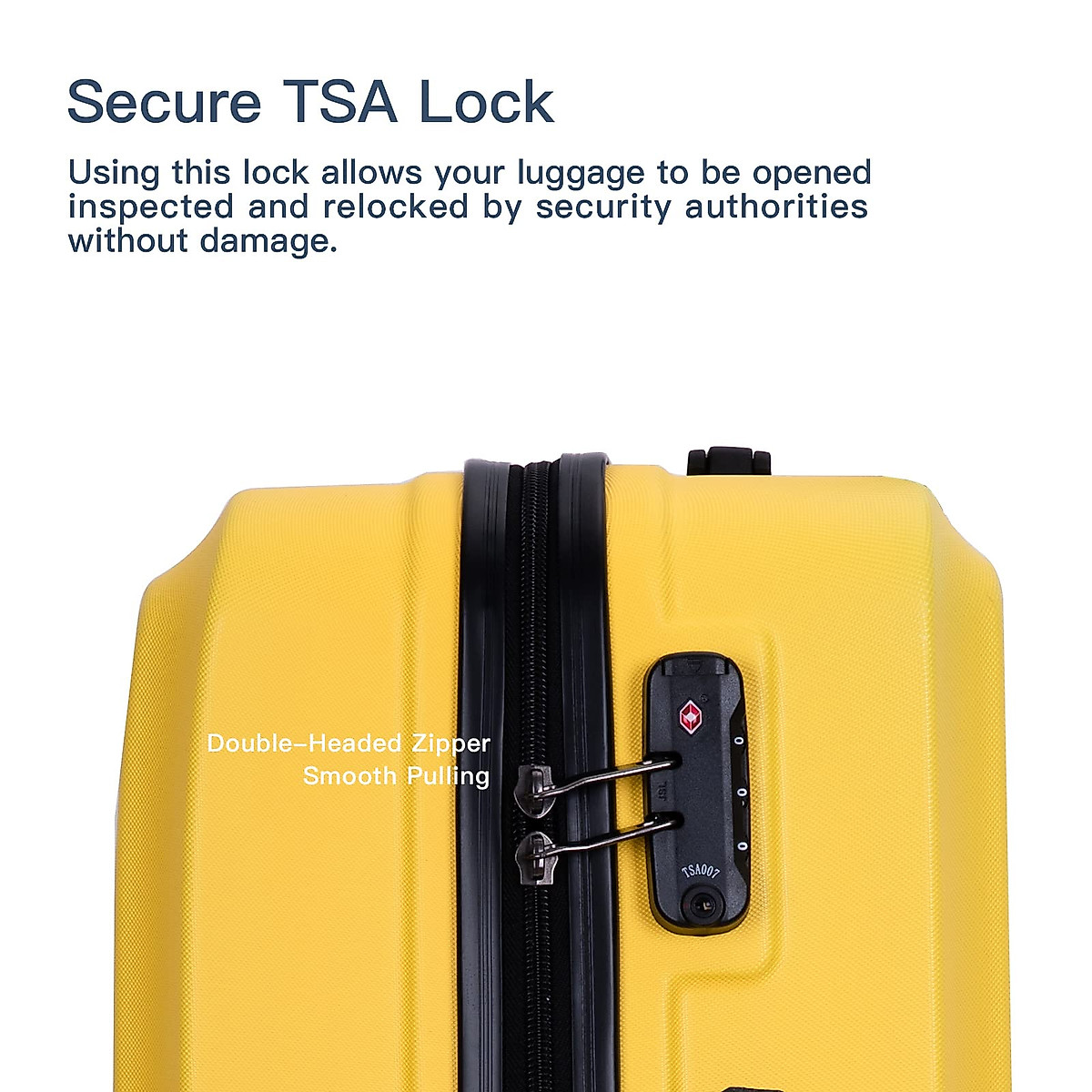 Tripcomp Luggage Sets Wear-Resistance Hardside Lightweight Suitcase Double Spinner Wheels, TSA Lock,Two Hooks, Scratch-resistant Carry-on, 3 Piece Set(20/24/28) (Bright yellow)
