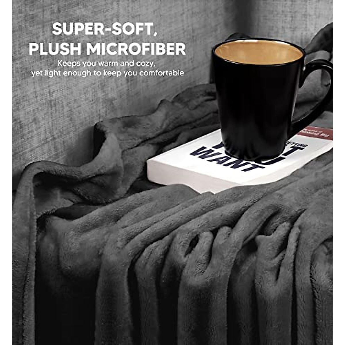 Utopia Bedding Fleece Blanket Twin Size Grey 300GSM Luxury Bed Blanket Anti-Static Fuzzy Soft Blanket Microfiber (90x66 Inches)