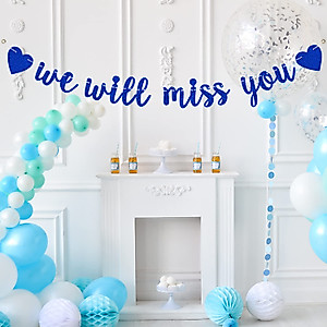 Blue Glitter We Will Miss You Banner - Farewell Banner - Graduation, Retirement, Going Away, Goodbye, Farewell Party Decorations