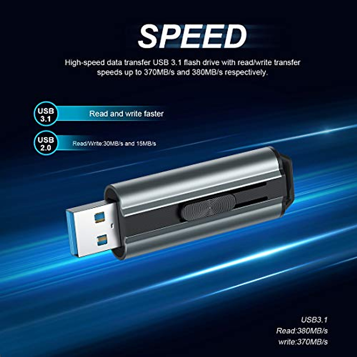 TOPESEL 256GB USB 3.1 Flash Drive High Speed up to 380MB/s USB Thumb Drive Memory Stick Pen Drive with Keychain Plug-Play Jump Drive Zip Drive
