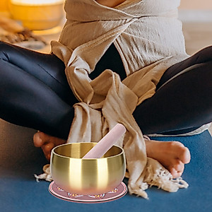 SUPVOX Striker Mallet Cowhide Covered Beech Wood Crystal Singing Bowl Suede Striker with Suede Texture Bundle Pocket - Pink