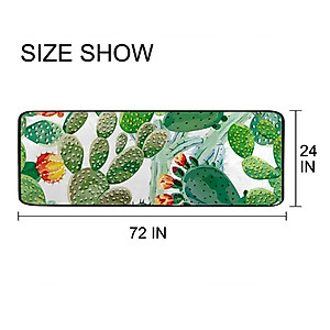 Baegutly Doormat Floor Mat Cactus Tropical Green Plants Floral Flowers Long Kitchen Mat 72inchx24 inch Area Rug Runner for Kitchen Cooking