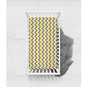 Bacati Ikat Zigzag Crib Fitted Sheet, Grey/Yellow