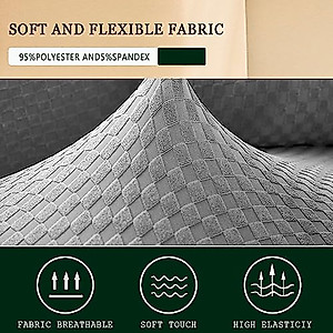 JunJiale Couch Cover 1-Piece Sofa Covers Non Slip Furniture Protector Couch Slipcover for Sofa Soft Stretch Slipcovers (4 Seater, Lake Blue