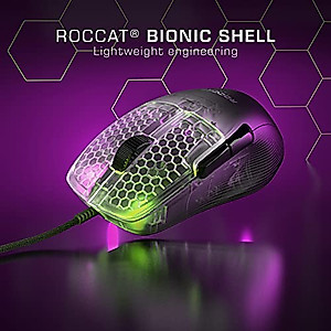 ROCCAT Kone Pro PC Gaming Mouse, Lightweight Ergonomic Design, Titan Switch Optical, AIMO RGB Lighting, Superlight Wired Computer Mouse, Titan Scroll Wheel, Honeycomb Shell, 19K DPI, Black