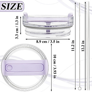 40oz Tumbler Lid Compatible for Stanley, 2 Pack Replacement Tumbler Lids Fit for Stanley Quencher 2.0 Tumbler 40 OZ, with Straws and Cleaning Brush (Orchid)