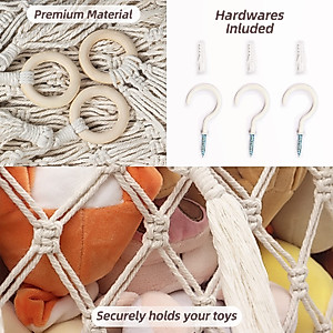 KIDDI MIDY Stuffed Animal Hammock, Macrame Toy Net Storage Hanging Organizer for Kids Bedroom, Playroom, Nursery Room, Corner Plush Toys Net Holder Boho Decor