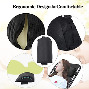 Zero Gravity Chair Set of 2 Replacement Pillow Headrest with Elastic Band, Universal Soft Removable Padded Cushion Head Pillow for Zero Gravity Lounge Chair, Folding Patio Lawn Recliner Chair, Black