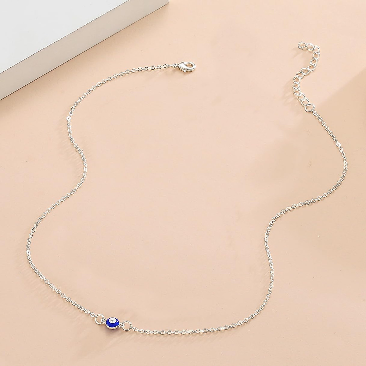 CLOACE Evil Eye Pendant Necklace Chain Necklaces Fashion Jewelry Gift for Women(Silver)