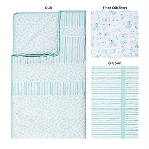 Trend Lab Taylor 3 Piece Crib Bedding Set, Can Be Used As A Blanket Or A Playmat for Tummy Time, Includes Quilt, Fitted Crib Sheet and Skirt