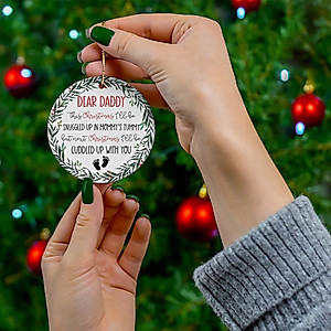 Dear Daddy Ornament from Baby Bump, Expecting Dad Ornament, Pregnancy Announcement, New Baby Ornament, Daddy to Be Keepsake 3'' Round Ceramic