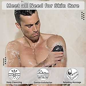 FREATECH Silicone Body Scrubber and Shampoo Brush Set, Black