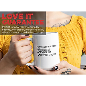 Bubble Hugs Nurse Coffee Mug 15oz White - The Requirements - Labor Clinical Certified Nursing Assistant Surgical Emergency Oncology Practitioner