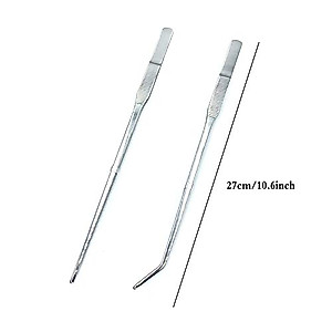 FRUTA Long Reptiles Feeding Tongs Stainless Steel Straight and Curved Tweezers Set Polished Aquarium Tweezers Feeding Tools for Reptiles Lizards Bearded Dragon Gecko Snake Bird Aquatic Plants- Silver