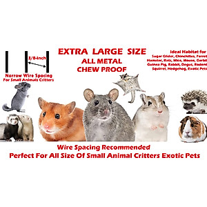 55" Extra Large 5 Levels 3/8-Inch Tight Wire Spacing Guinea Pig Sugar Glider Animal Wire Chew Free Cage with Removable Rolling Stand