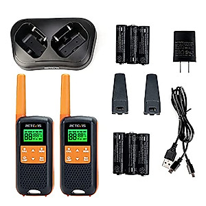 Retevis RT49 Walkie Talkies Rechargeable,IP65 Waterproof Two Way Radios for Adults, NOAA VOX Flashlight 1200mAh AA Battery, Long Range 2 Way Radio for Outdoor Hiking Camping Skiing(2 Pack)