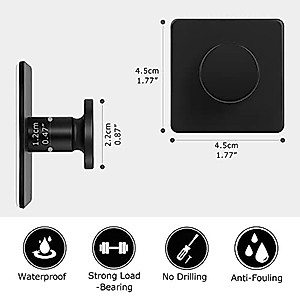 LJLink Self Adhesive Towel Hooks Matte Black Modern Coat Hook 2 Pack Stainless Steel Wall Hooks Round Utility Shower Towel Hanger for Kitchen Home Storage Bathroom