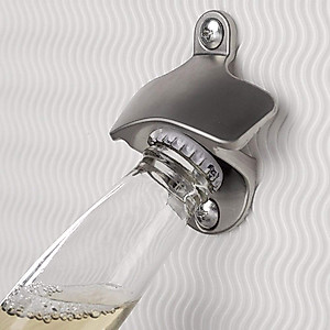 Wall Mounted Bottle Opener with Free Stainless Steel Mounting Screws,Vkermury Wall Hung Beer Opener for Bar or Kitchen - Silver