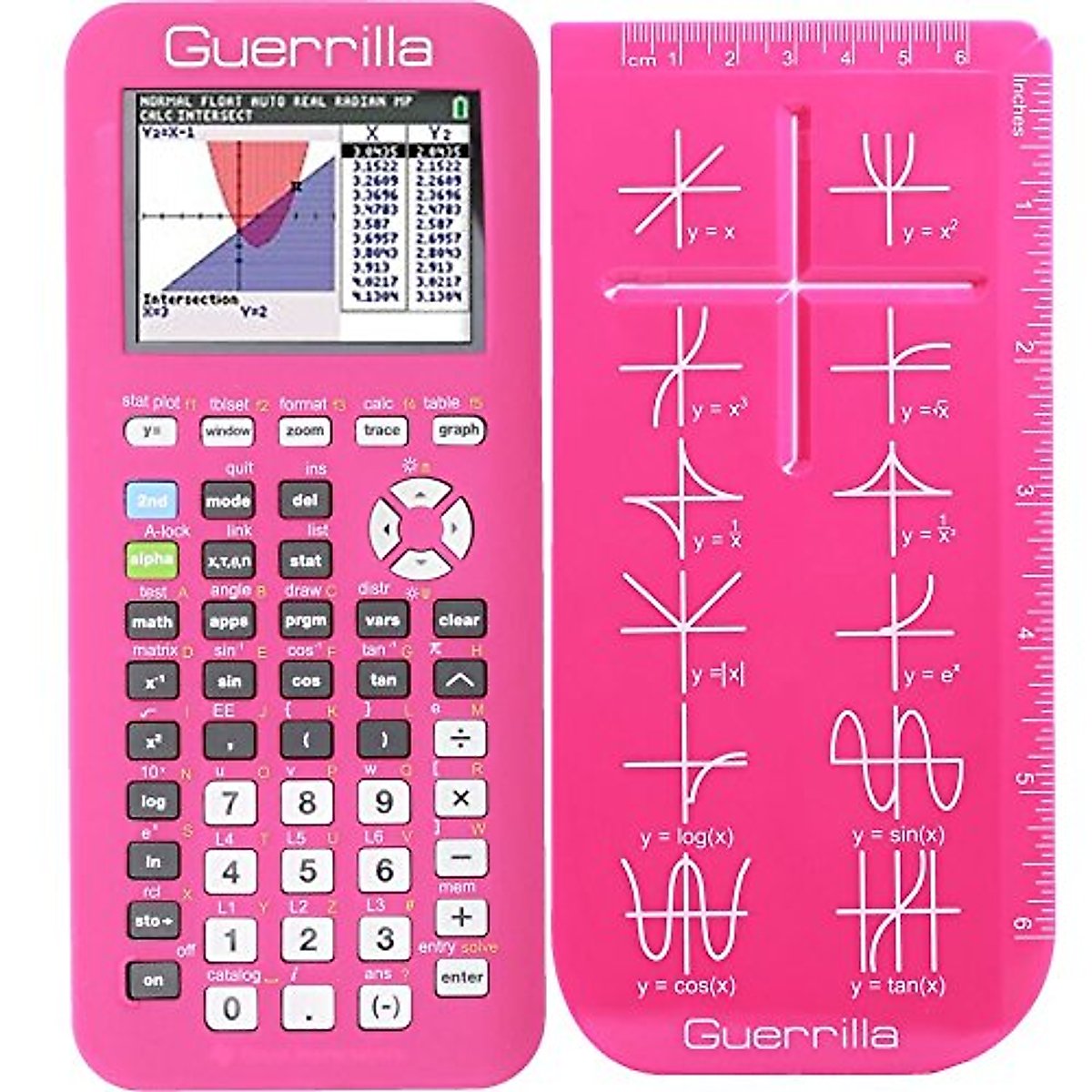 Guerrilla Silicone Case for Texas Instruments TI-84 Plus CE Color Edition Graphing Calculator With Screen protector and Graphing Ruler, Pink