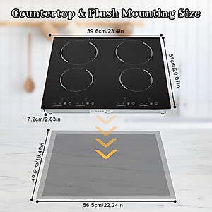 3000W 110V Cooktop Portable 4 Burners Electric Built-in Cooktop Sensor Touch Control Countertop Electric Hot Plate with Kid Safety Lock and 2H Timer, 9 Heating Level, no plug