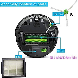 COMUSTER Replacement Parts Compatible for iRobot Roomba E&i&j Series i7 j7 i3 i4 i7+ Plus i3+ i4+ i6 i6+ i8 i8+ E5 E6 j7+ Plus,4Multi-Surface Rubber Brush,6High-Efficiency Filter,6Edge-Sweeping Brush