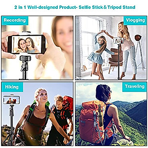 UBeesize 67" Phone Tripod&Selfie Stick, Camera Tripod Stand with Wireless Remote and Phone Holder, Perfect for Selfies/Video Recording/Live Streaming Black