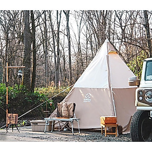 S'more Tetto 3 Person Canvas Tent, Large Waterproof & Windproof Glamping Tent, Hot Tent with Stove Jack, 4 Season Tipi, Teepee, Pyramid, Indian Tent, Ideal for Family Camping, Hiking, Backpacking