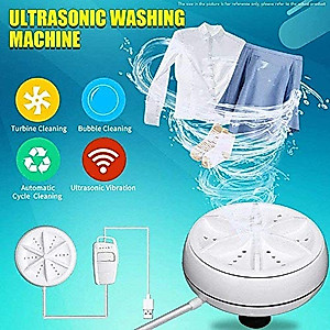 Chic-Micky Portable Mini Washing Machine, Ultrasonic Washing Machine 3 in 1 Dishwasher Mini Light, Convenient for Travel, Family Business Travel, USB (B)