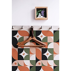 HAOKHOME 96130-1 Peel and Stick Wallpaper Geometric Olive/MistyRose/White/Black/Red Modern Wall Decor Bathroom Removable Contact Paper 17.7in x 9.8ft