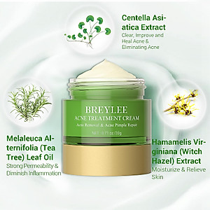 BREYLEE Acne Treatment Cream, Tea Tree Oil Acne Cream for Clearing Severe Acne, Breakout, Remove Pimple and Repair Skin (20ml,0.7oz)