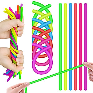 BATWEET 42Pcs Colorful Fidget Noodles Toys for Party Favors, Sensory Noodles for Classroom Prizes, Goodie Bag Stuffers Birthday Valentine Halloween Christmas Gift for Kids