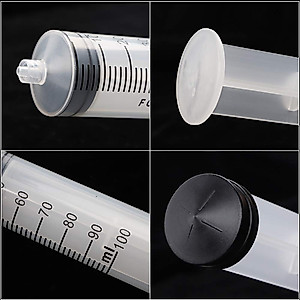 3 Pack 100ml Syringes luer Lock, Large Plastic Syringe for Scientific Labs and Liquid Dispensing Metric Multiple Uses