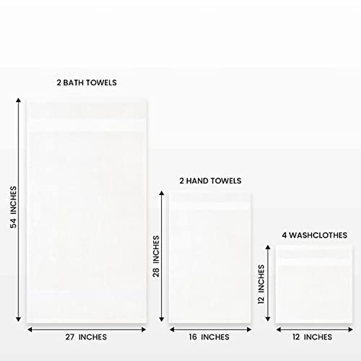 Infinitee Xclusives Premium White Bath Towel Set for Bathroom - [Pack of 8] 100% Cotton Bathroom Towel Set - 2 Bath Towels, 2 Hand Towels and 4 Washcloths