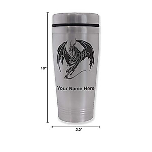 LaserGram 16oz Commuter Mug, Dragon, Personalized Engraving Included