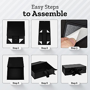 AJH3 ESSENTIALS Deluxe Gift Box: Elegant 10.5x7.5x3.1 Inches Box with Ribbon and Magnetic Closure - Great for All Occasions (1 Pack) (Black)