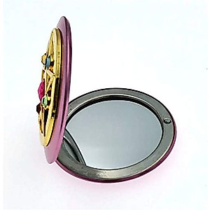 Makeup Compact Mirror Personal Makeup Mirror Portable Travel Handheld Foldable Double Sided Mirror with Crystal Star Miao WU