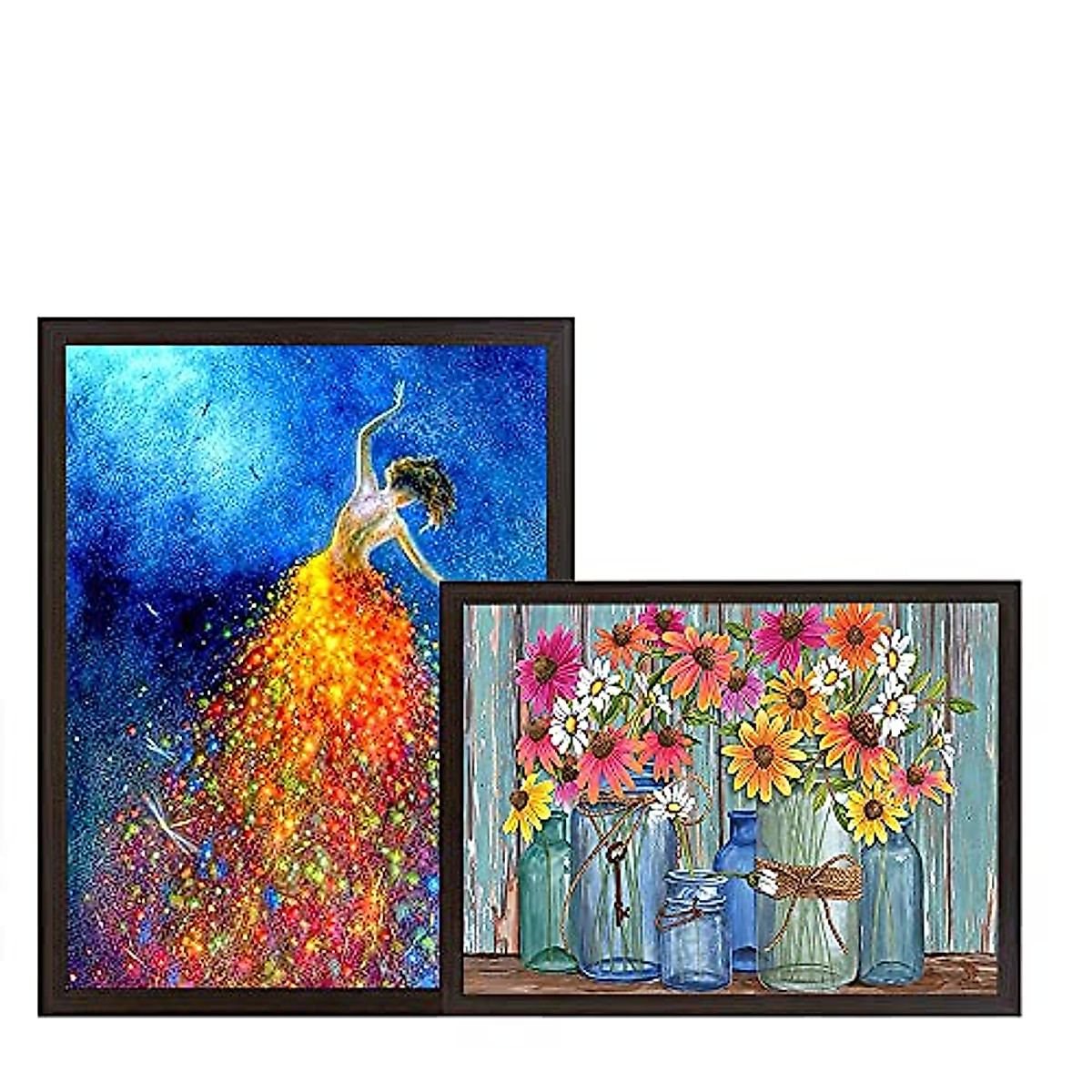 Nohouis Diamond Painting Picture Frames 12x16,for 13 x 17 in/35 x 45cm 5D Diamond Painting Art Kits Diamond Painting Pictures or Photos,Black Natural Solid Wood Wall Hanging Picture Frame