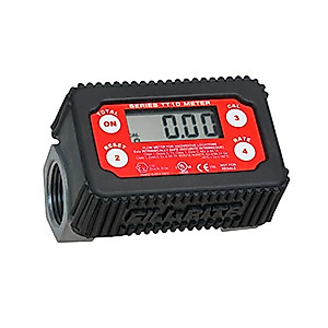 Fill-Rite TT10AN 1" 2-35 GPM(8-132 LPM) Digital In-line Turbine Meter, Aluminum, Fuel Transfer Meter,Black/Red