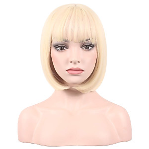 WildCos Short 12 Inches Straight Synthetic Cosplay Wig for Women (blonde)