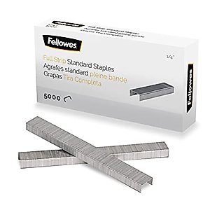 Fellowes 5010801 Standard Staples for Desk Stapler, ¼" Length, 210/Strip, 5,000/Box