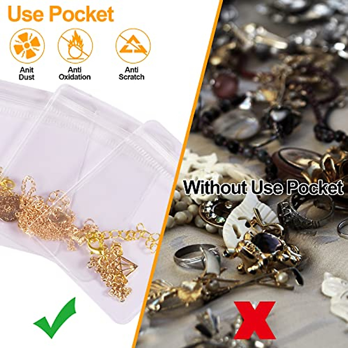 DIRZA Jewelry Travel Organizer Earring Case Transparent Jewelry Storage Book Clear Booklet Zipper Pouch Bag for Necklaces, Earrings, Rings, Bracelets 96 pocks