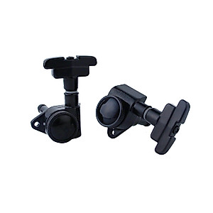 Guyker Guitar Locking Tuners (3L + 3R Handed) - 1:21 Lock String Art Deco Rotomatic Tuning Key Pegs Machine Head with Imperial Style Head Replacement for Electric, Folk or Acoustic Guitars - black