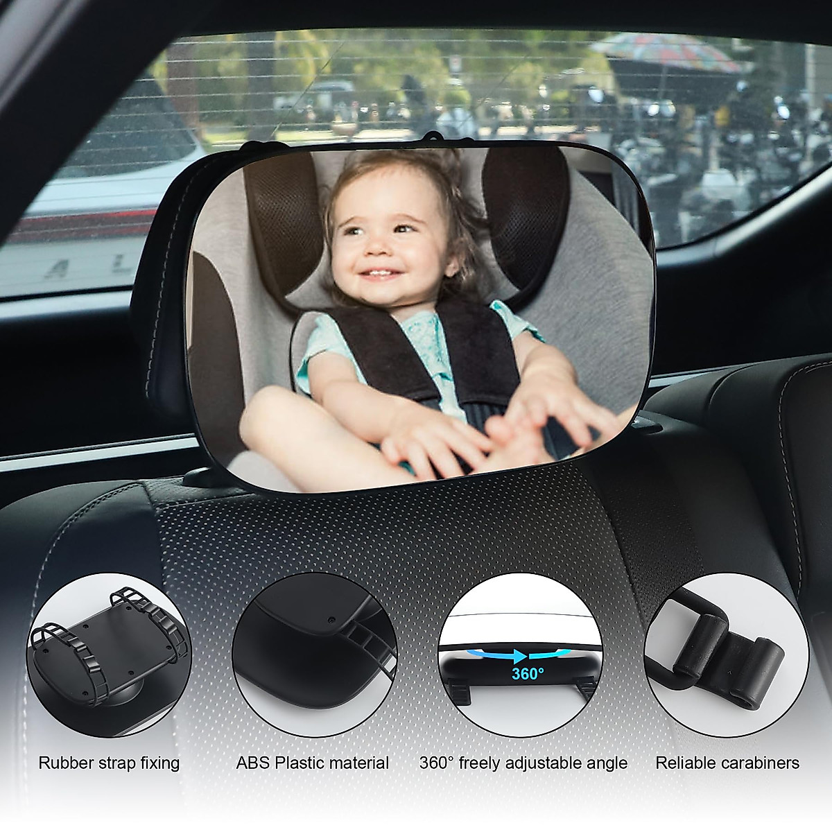 LivTee Baby Car Mirror, Car Seat Mirror for Baby Rear Facing with Adjustable Wide Angle Clear View for Facing Infant, 100% Shatterproof, Crash Tested and Certified - Car Interior Accessories