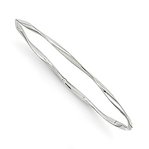 IceCarats 14K White Gold Twisted Slip On Bangle Bracelet