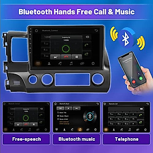 Hikity Android Car Stereo for 2006-2011 Honda Civic Radio, 10.1 Inch Touch Screen Car Stereo with Bluetooth GPS Navigation WiFi FM USB Mirror Link Steering Wheel Control + Backup Camera + Microphone